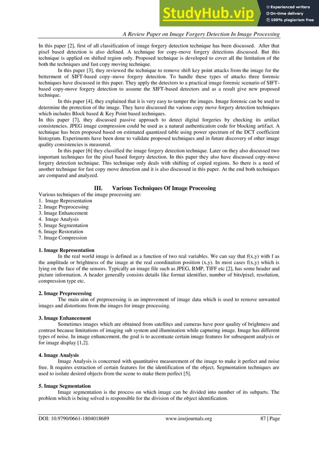 A Review Paper On Image Forgery Detection In Image Processing | PDF