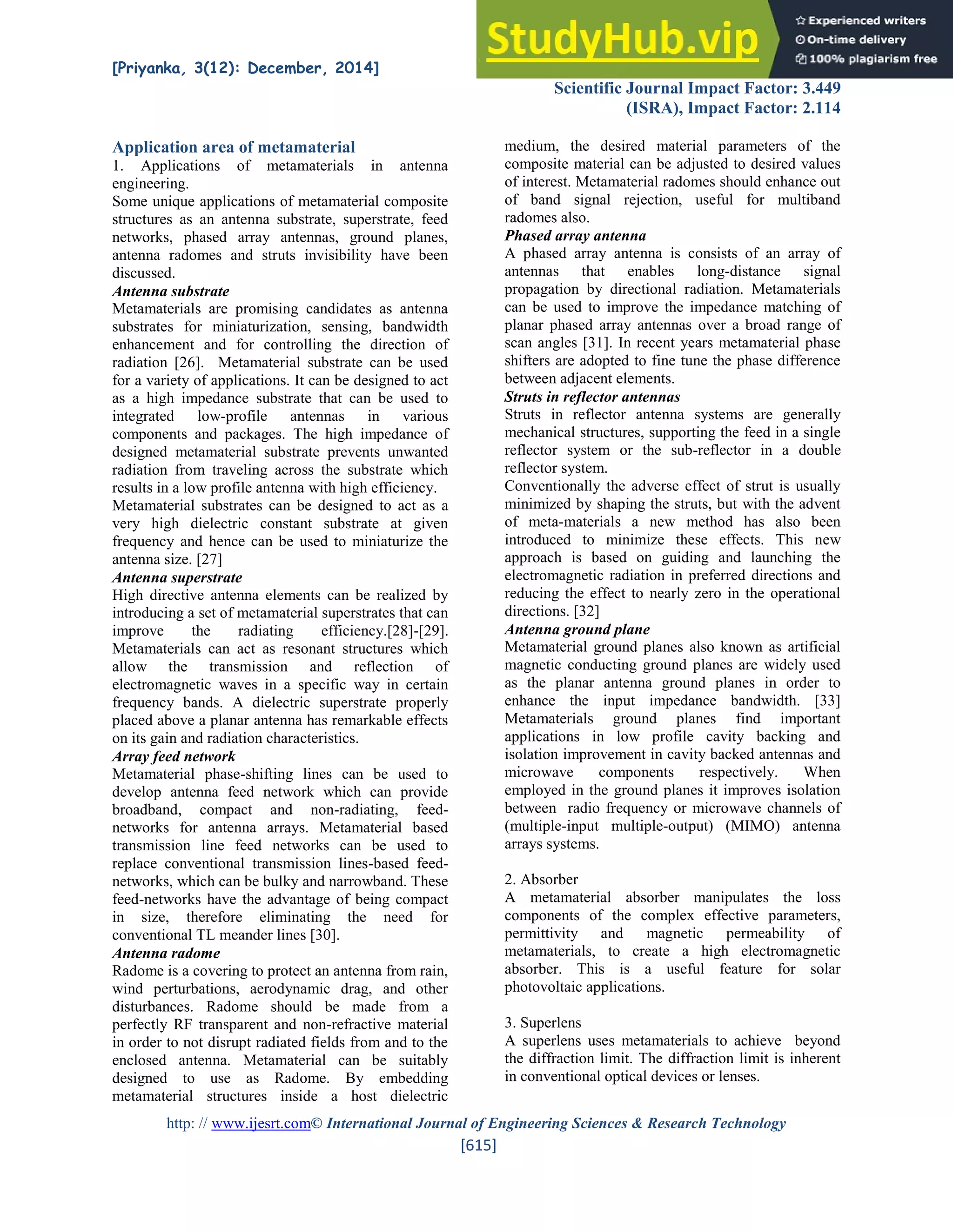A Review Paper On Metamaterial | PDF