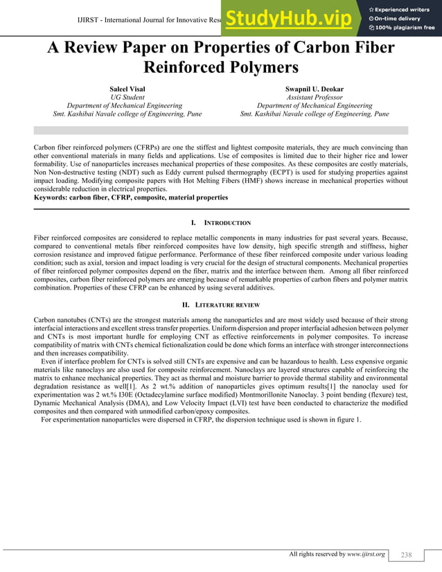 A Review Paper On Properties Of Carbon Fiber Reinforced Polymers | PDF