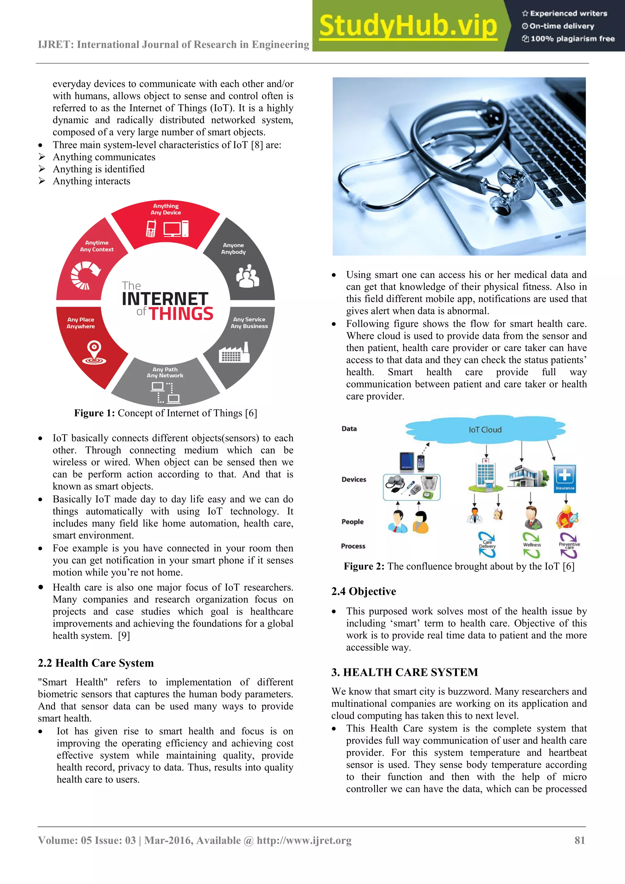A REVIEW PAPER ON SMART HEALTH CARE SYSTEM USING INTERNET OF THINGS | PDF
