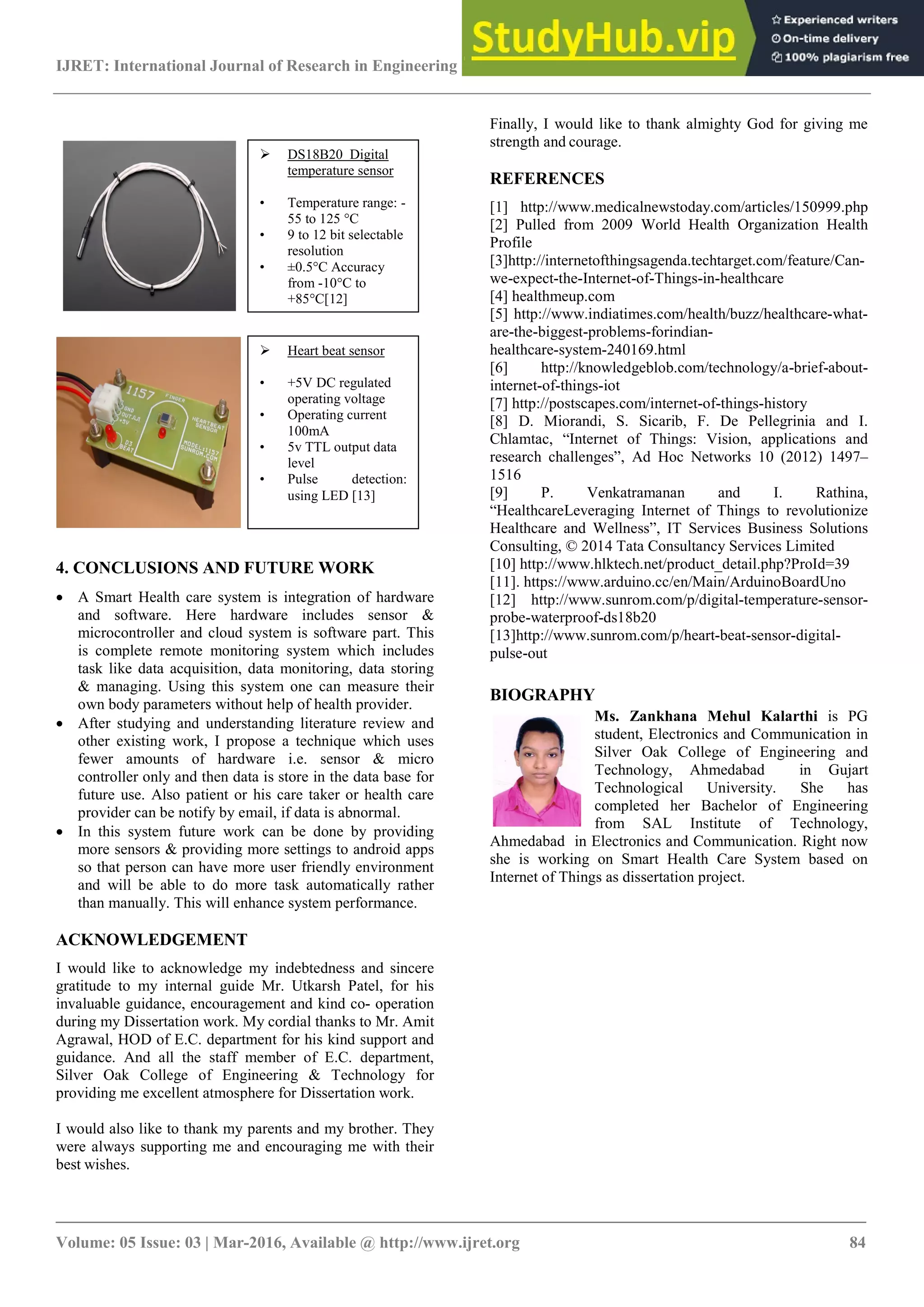 A REVIEW PAPER ON SMART HEALTH CARE SYSTEM USING INTERNET OF THINGS | PDF