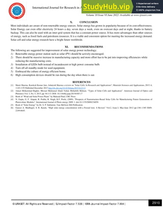 A Review Paper On Solar Energy-Generated Electricity | PDF