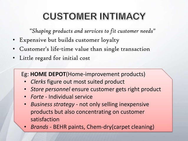 A review presentation on customer intimacy and other value disciplines ...