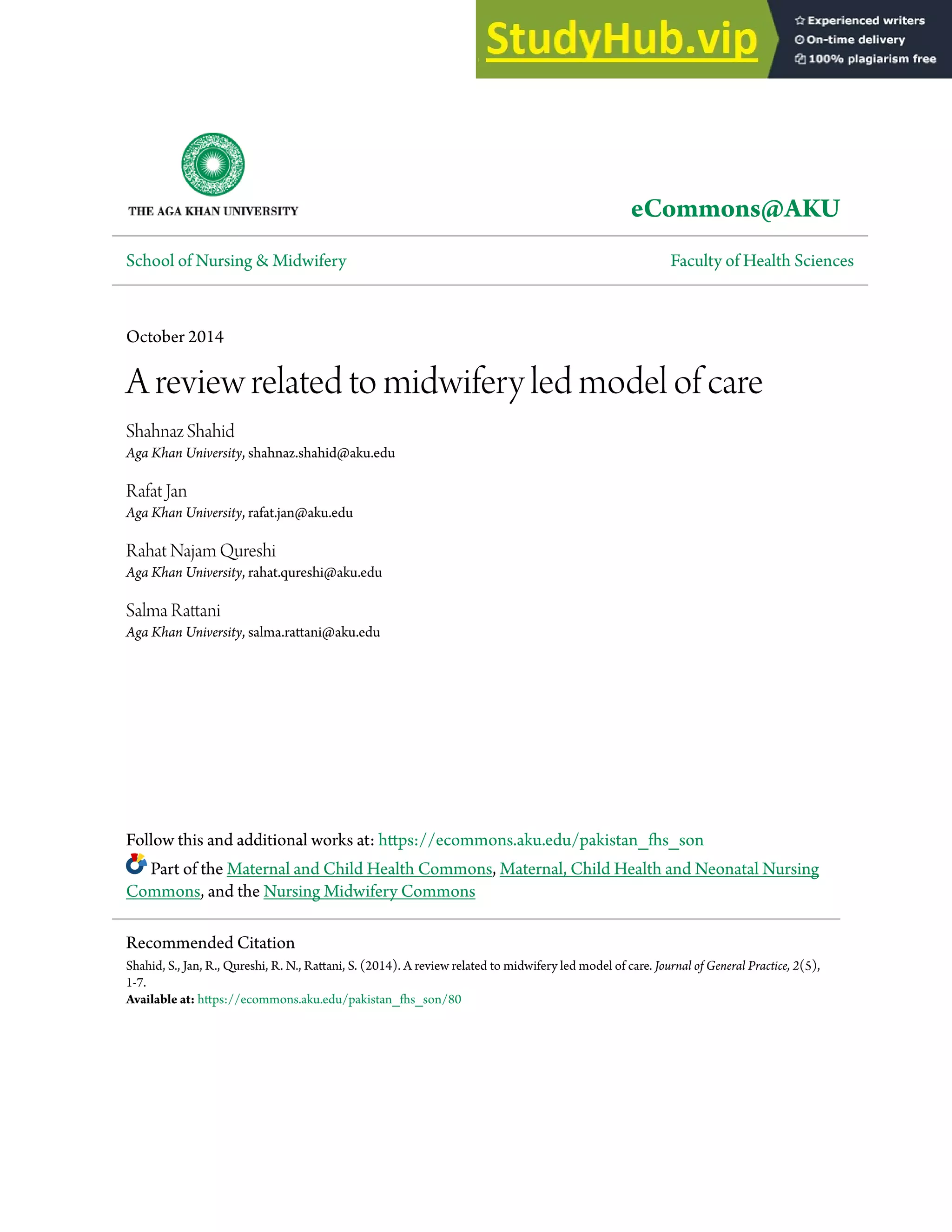 A Review Related To Midwifery Led Model Of Care | PDF