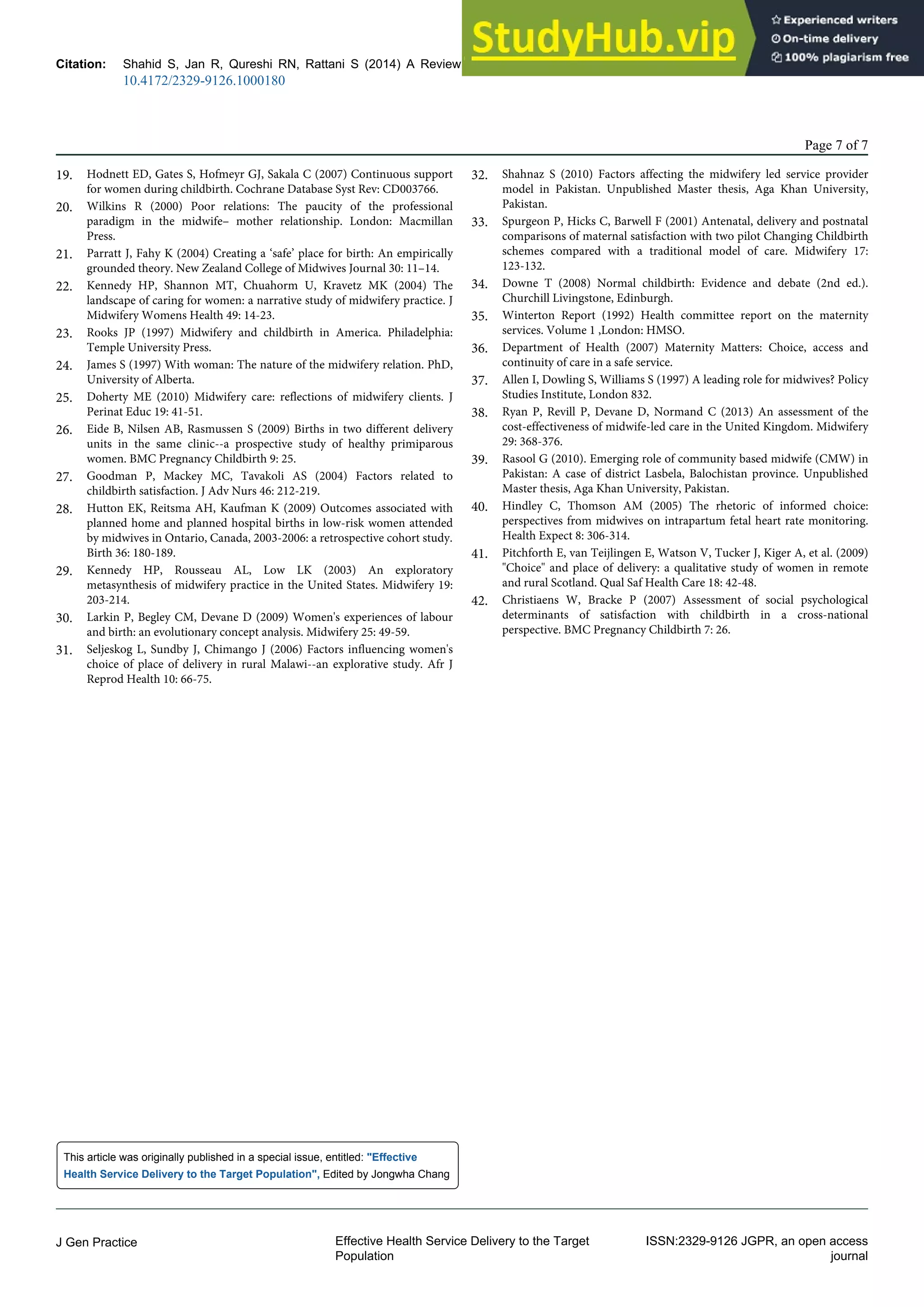 A Review Related To Midwifery Led Model Of Care | PDF