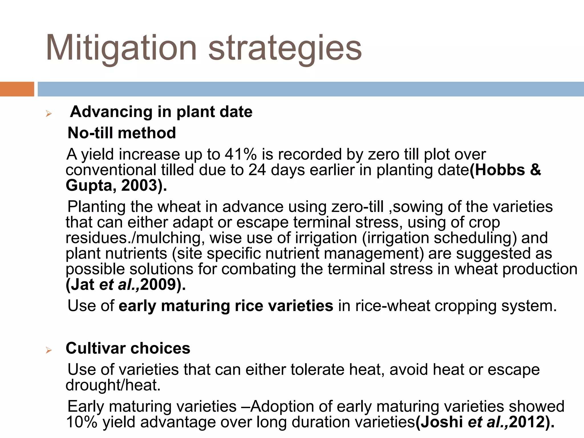 Drought and heat stress in late sown wheat and mitigation strategies | PPTX