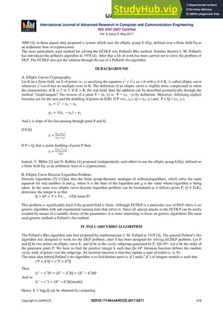 A Review Solving ECDLP Problem Using Pollard S Rho Algorithm | PDF
