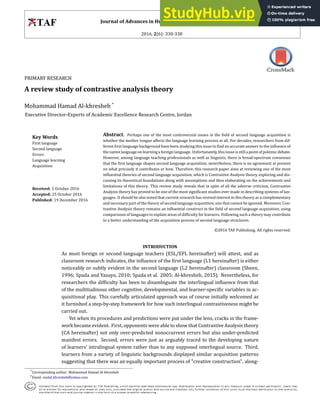 A Review Study Of Contrastive Analysis Theory | PDF