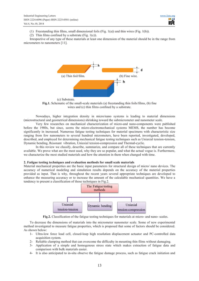 A review study of mechanical fatigue testing methods for small scale ...