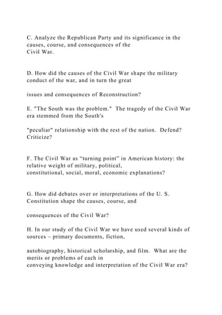 A Review The Civil War and Reconstruction Era Spring, 2.docx