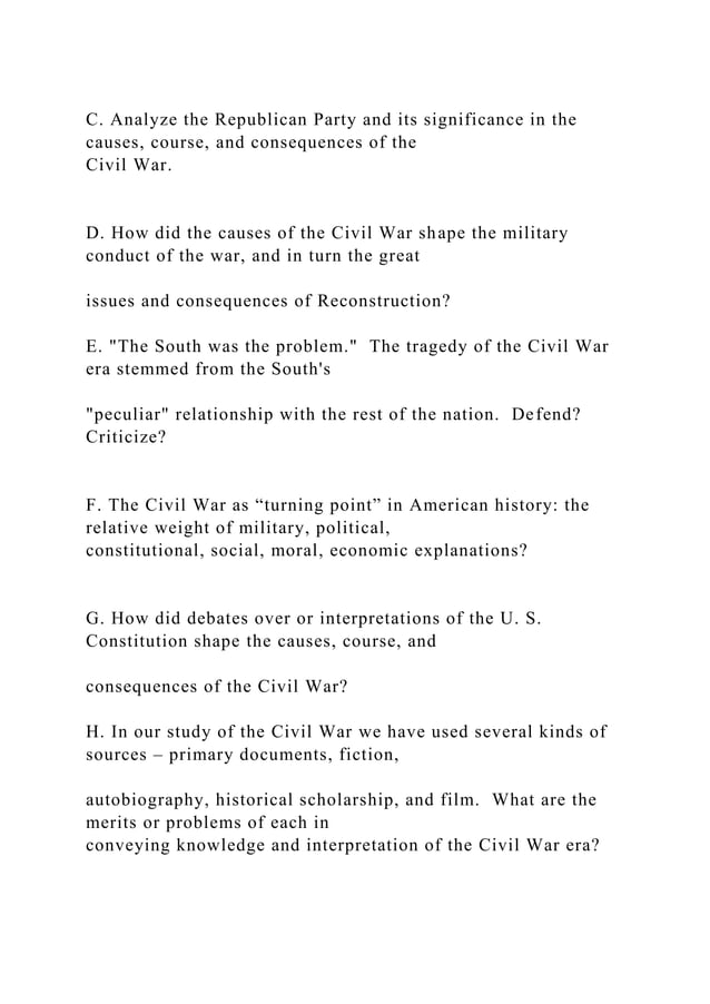 A Review The Civil War and Reconstruction Era Spring, 2.docx