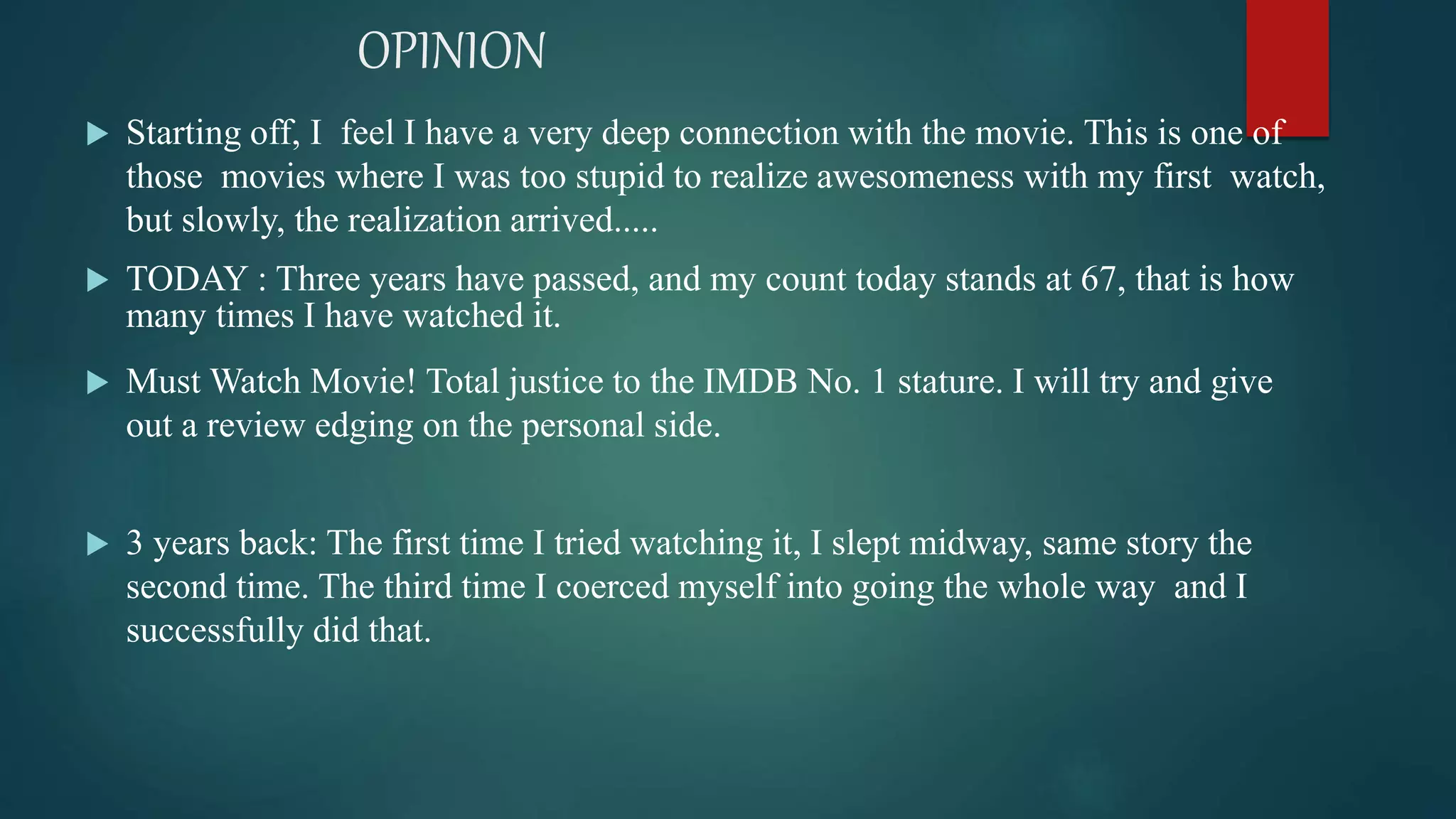 A review on shawshank Redemption movie | PPTX