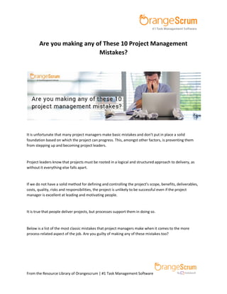 Are you making any of these 10 project management mistakes | PDF