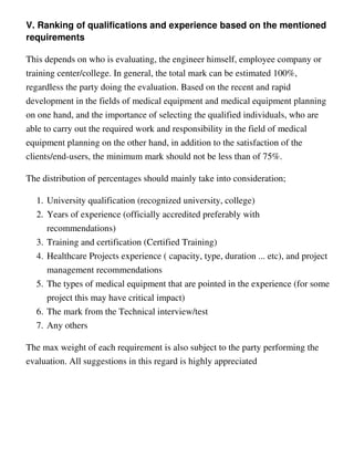 Medical Equipment Planner Qualifications and Requirements | PDF