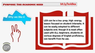 Are You Ready for LEA (Language Experience Approach) CUEBOLD | PPT