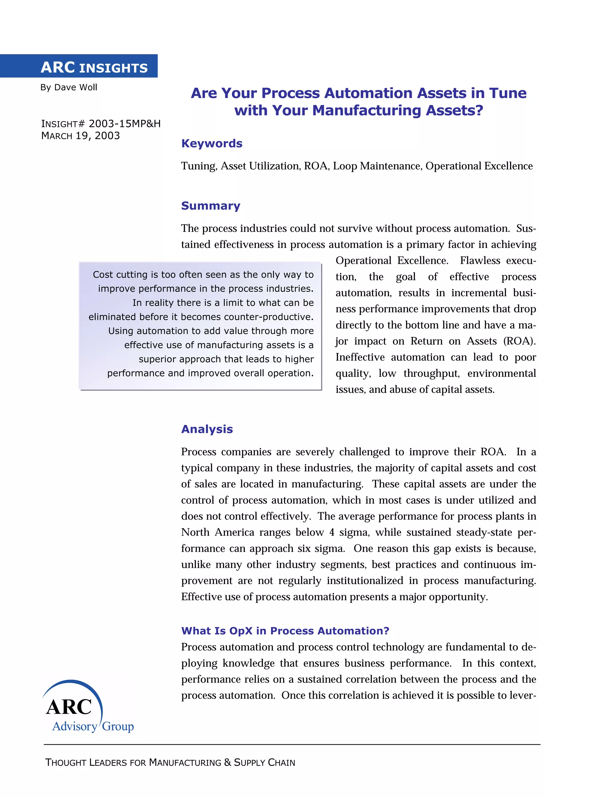 Are Your Process Automation Assets in Tune with Your Manufacturing ...