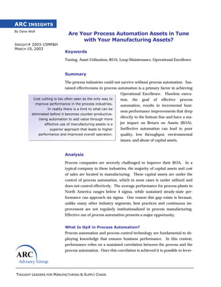 Are Your Process Automation Assets in Tune with Your Manufacturing ...