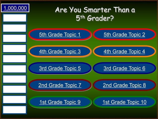 Are you smarter than a 5th Grader (Quiz template).ppt | Television ...