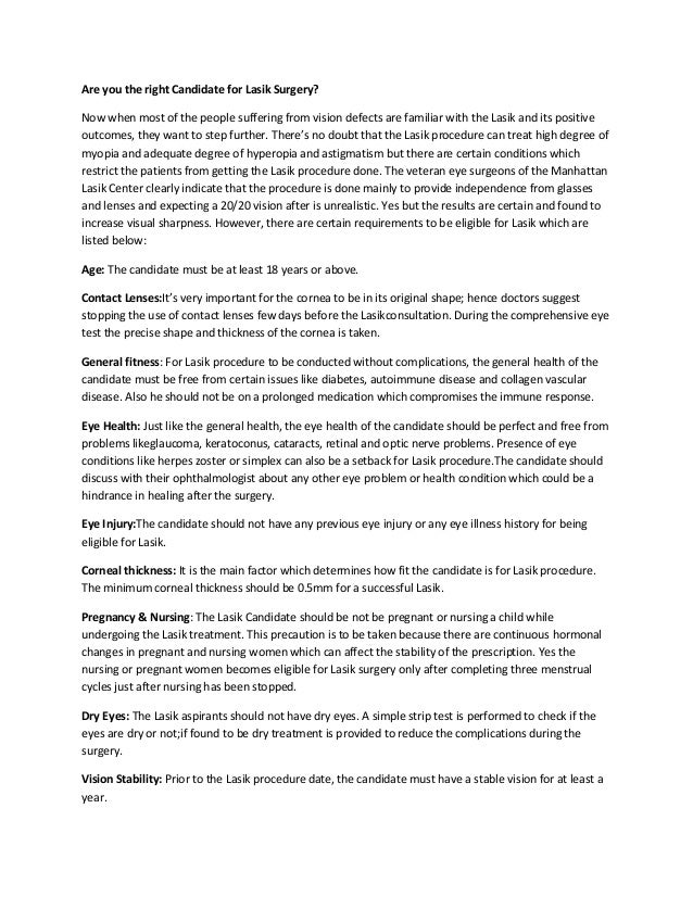 Are you the right candidate for lasik surgery?