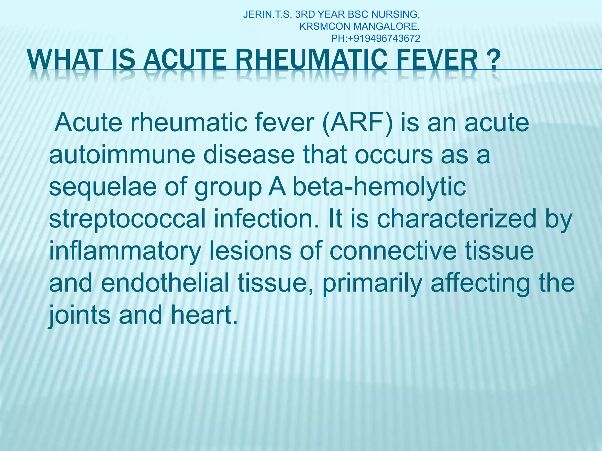 acute rheumatic fever | PPT