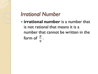 what is sets, rational, irrational, real and complex numbers | PPT