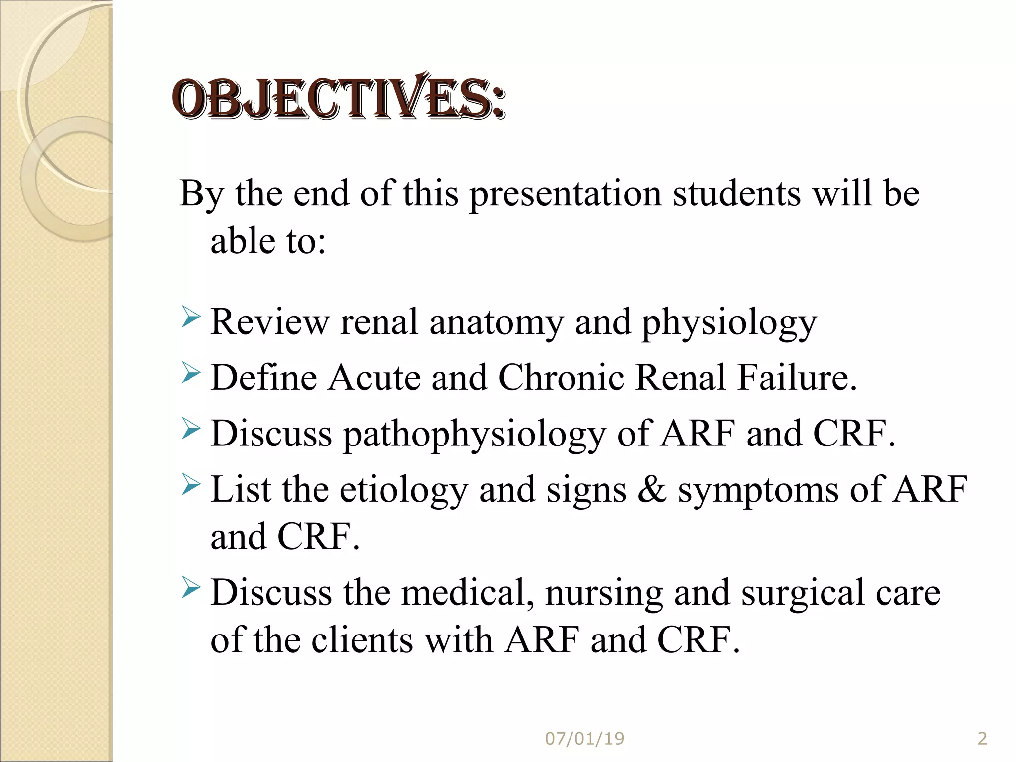 Acute and chronic renal failure | PPT