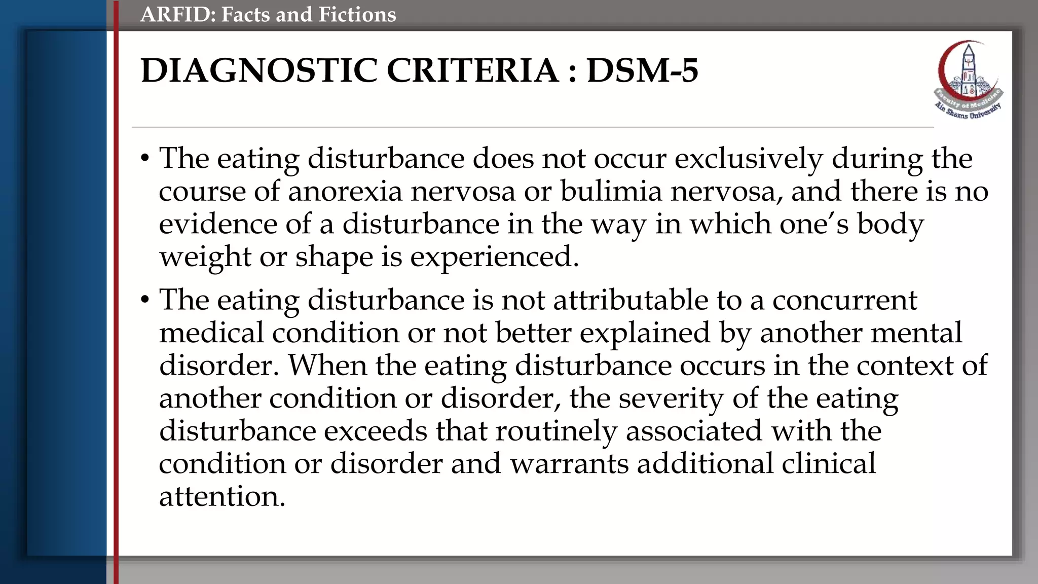Recent updates of Avoidant Restrictive food intake disorder ARFID .pptx