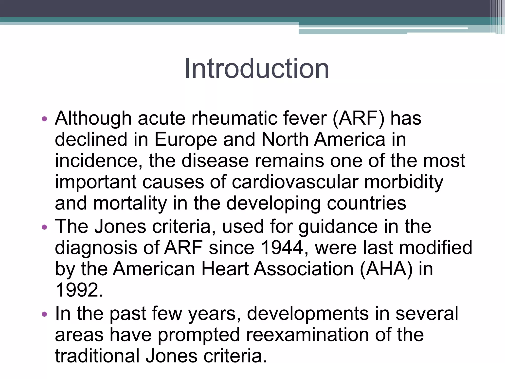 Revision of the Jones Criteria for the Diagnosis of Acute Rheumatic ...