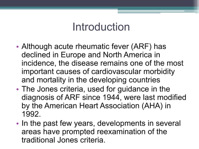 Revision of the Jones Criteria for the Diagnosis of Acute Rheumatic ...