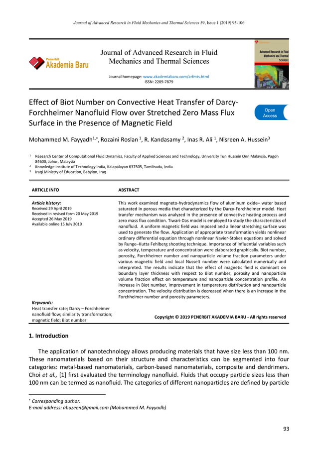 Effect of Biot Number on Convective Heat Transfer of Darcy- Forchheimer ...