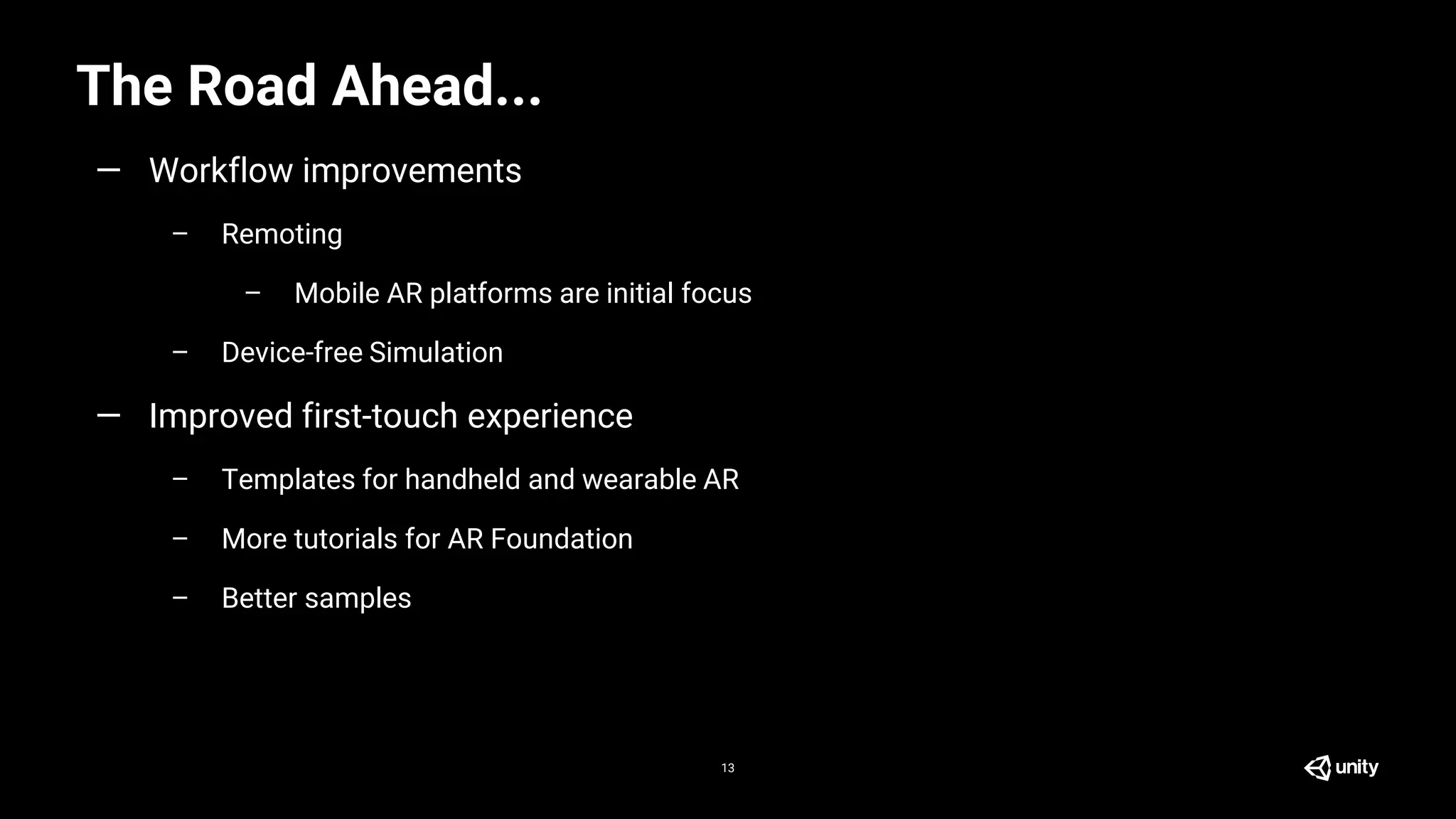 AR Foundation framework: product roadmap – Unite Copenhagen 2019 | PPTX