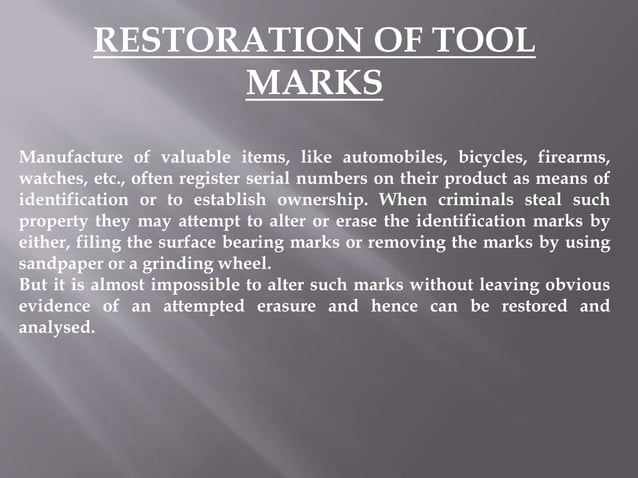 TOOL MARKS | PPTX | Woodworking | Arts and Crafts