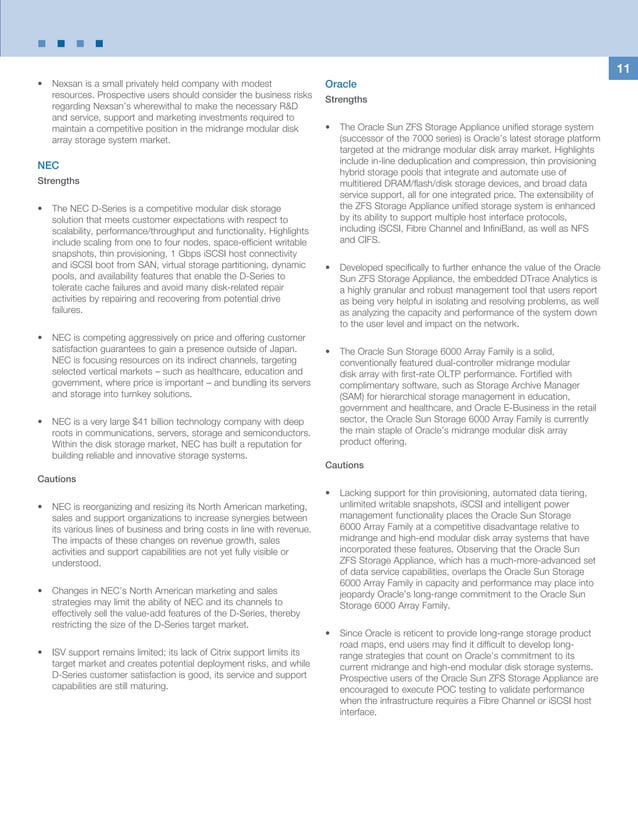Gartner Magic Quadrant Nov 15, 2010 for Midrange and High End Modular Disk Arrays | PDF