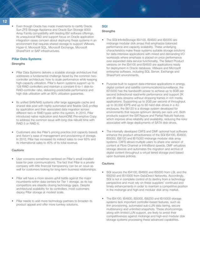 Gartner Magic Quadrant Nov 15, 2010 for Midrange and High End Modular Disk Arrays | PDF