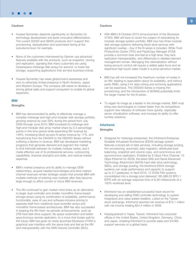 Gartner Magic Quadrant Nov 15, 2010 for Midrange and High End Modular Disk Arrays | PDF