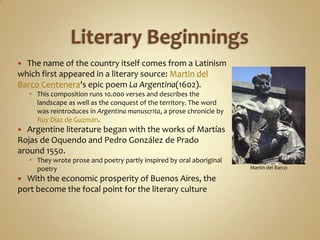 Argentina Literature by Whitesell | PPTX