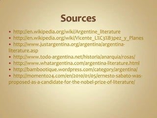 Argentina Literature by Whitesell | PPTX