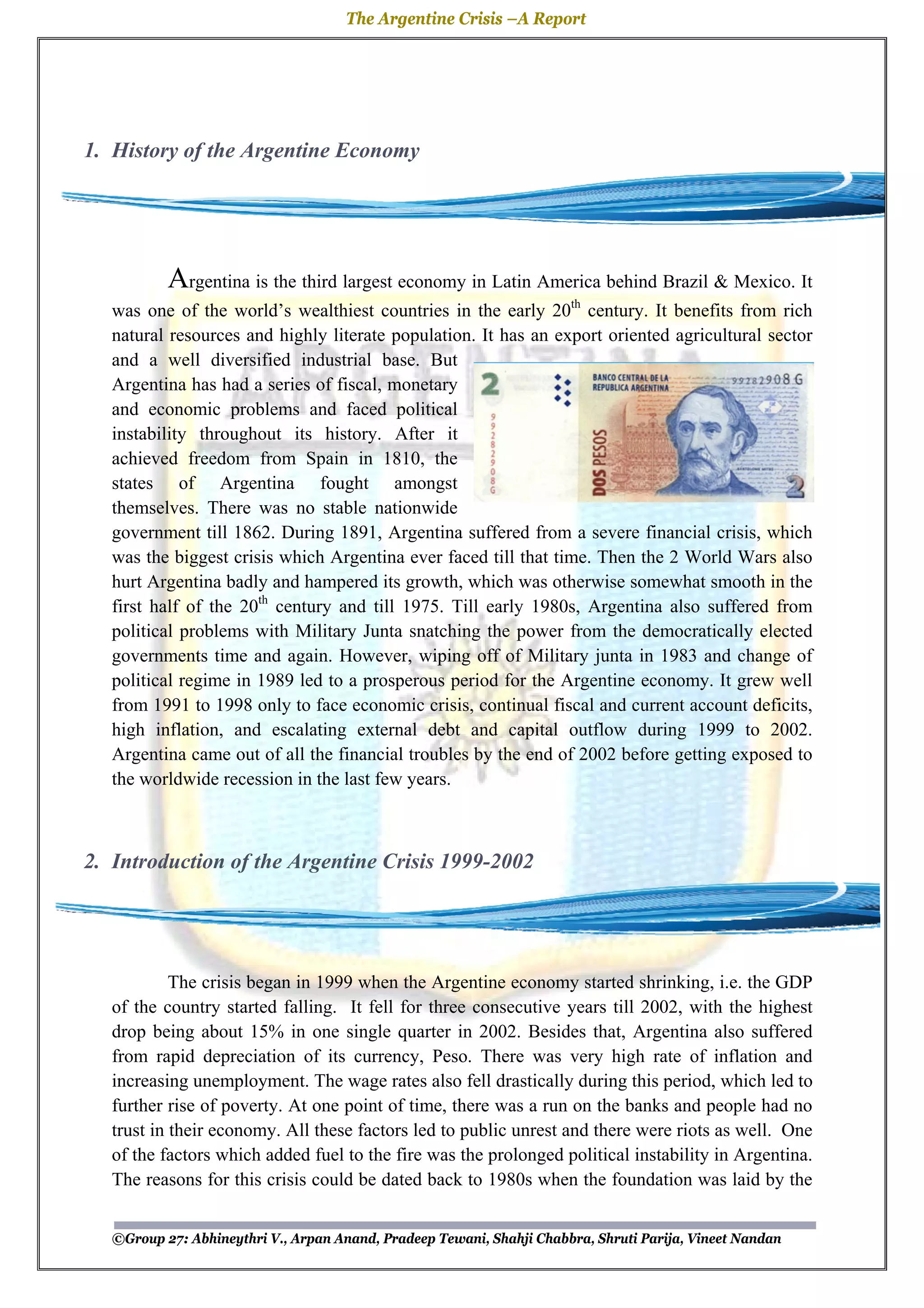 Argentina Financial Crisis 1999-2002 | PDF