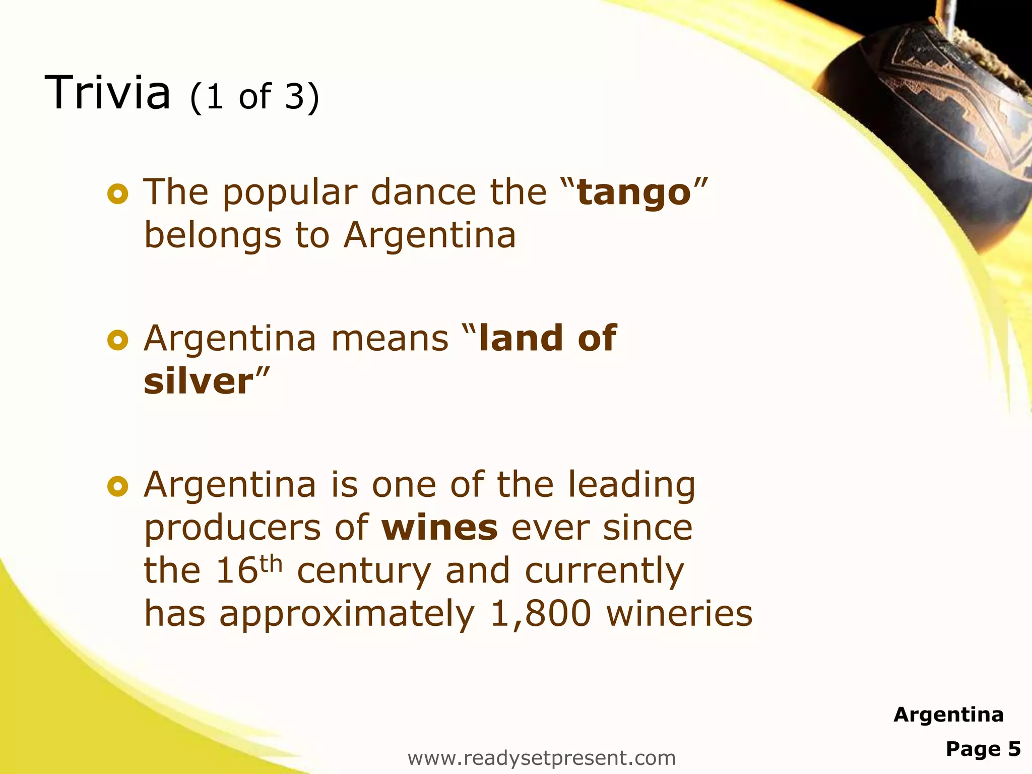 Argentina Country PowerPoint Presentation Content | PPT