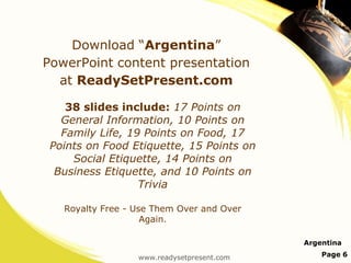 Argentina Country PowerPoint Presentation Content | PPT