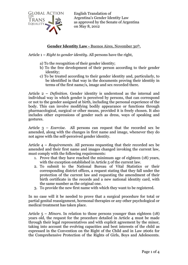 Argentina translation gender-identity-law | PDF