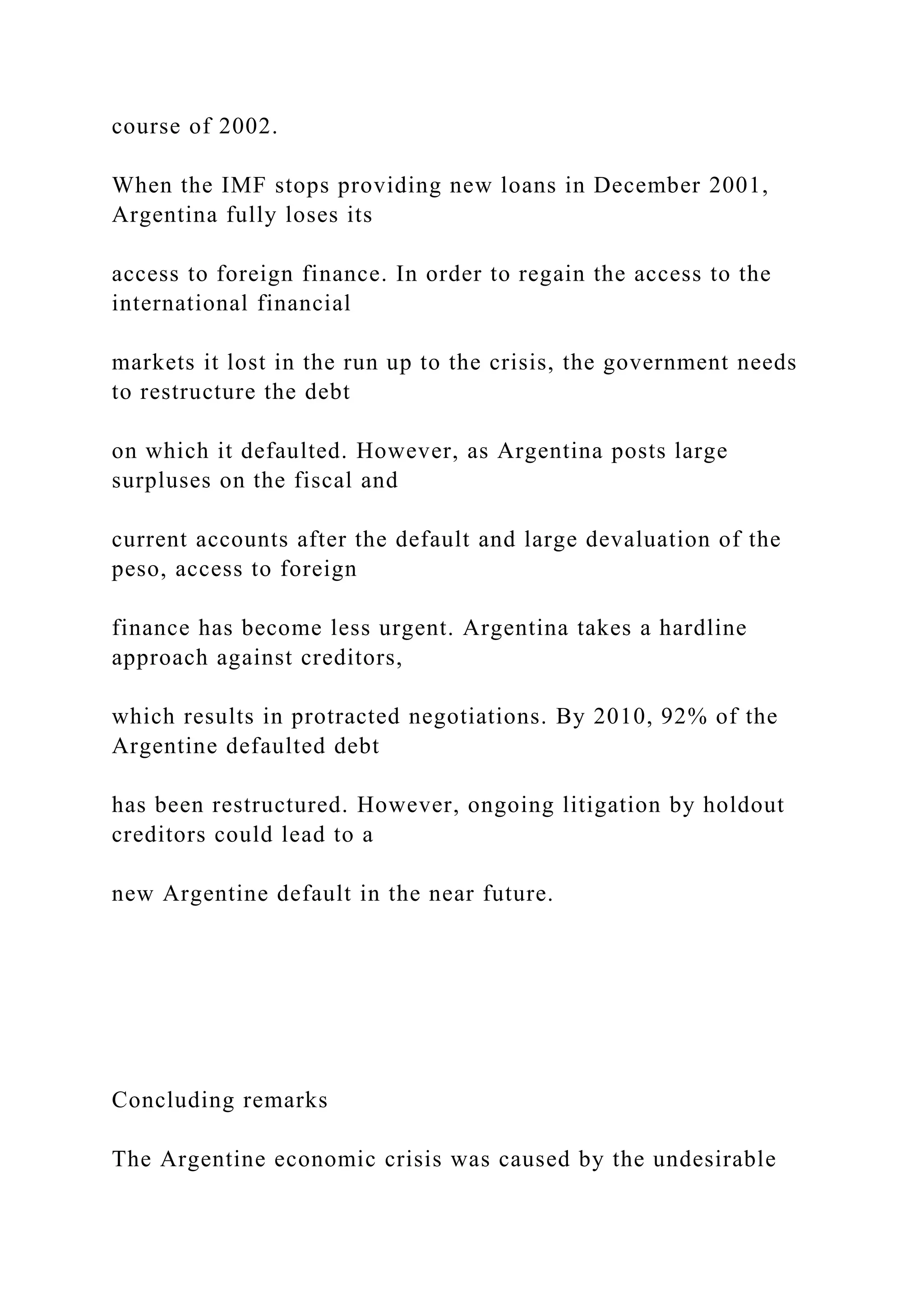 Argentine Economic Crisis 1998-2002 Abstract .docx | Currencies | Economy
