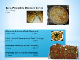Argentine food menu by Carola | PDF