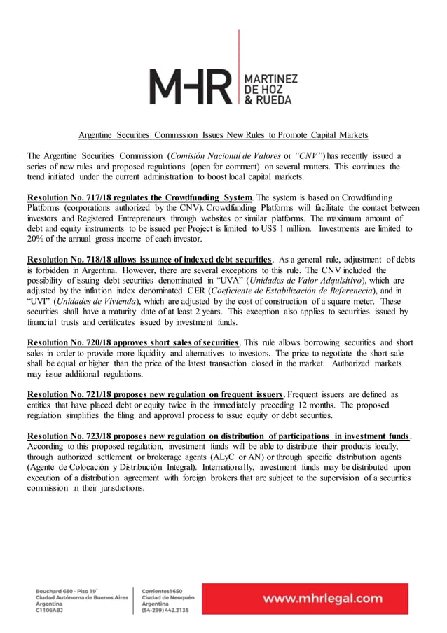 Argentine securities commission issues new rules | PDF