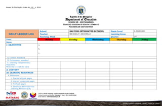 Sample of Daily Lesson Log for Public School Teachers | DOCX ...
