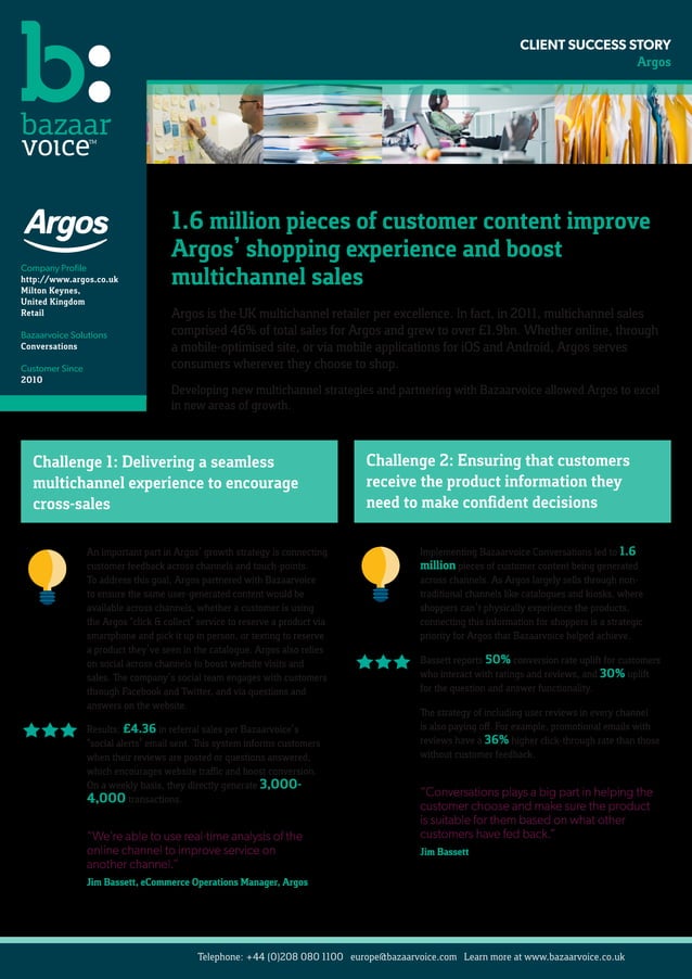 Bazaarvoice Client Success Story - Argos | PDF | Retail Industry | Industries