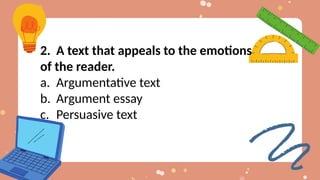 Argumetative and Persuasive Texts Lesson | PPT