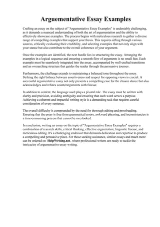 Arguementative Essay Examples | PDF