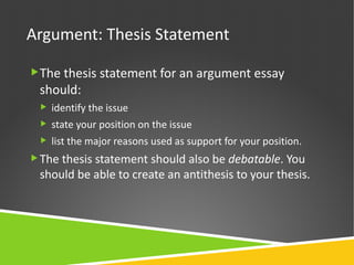 Argument Essays | PPT