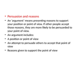 Argument CRITICAL THINKING COURSE 2024 ; | PPTX